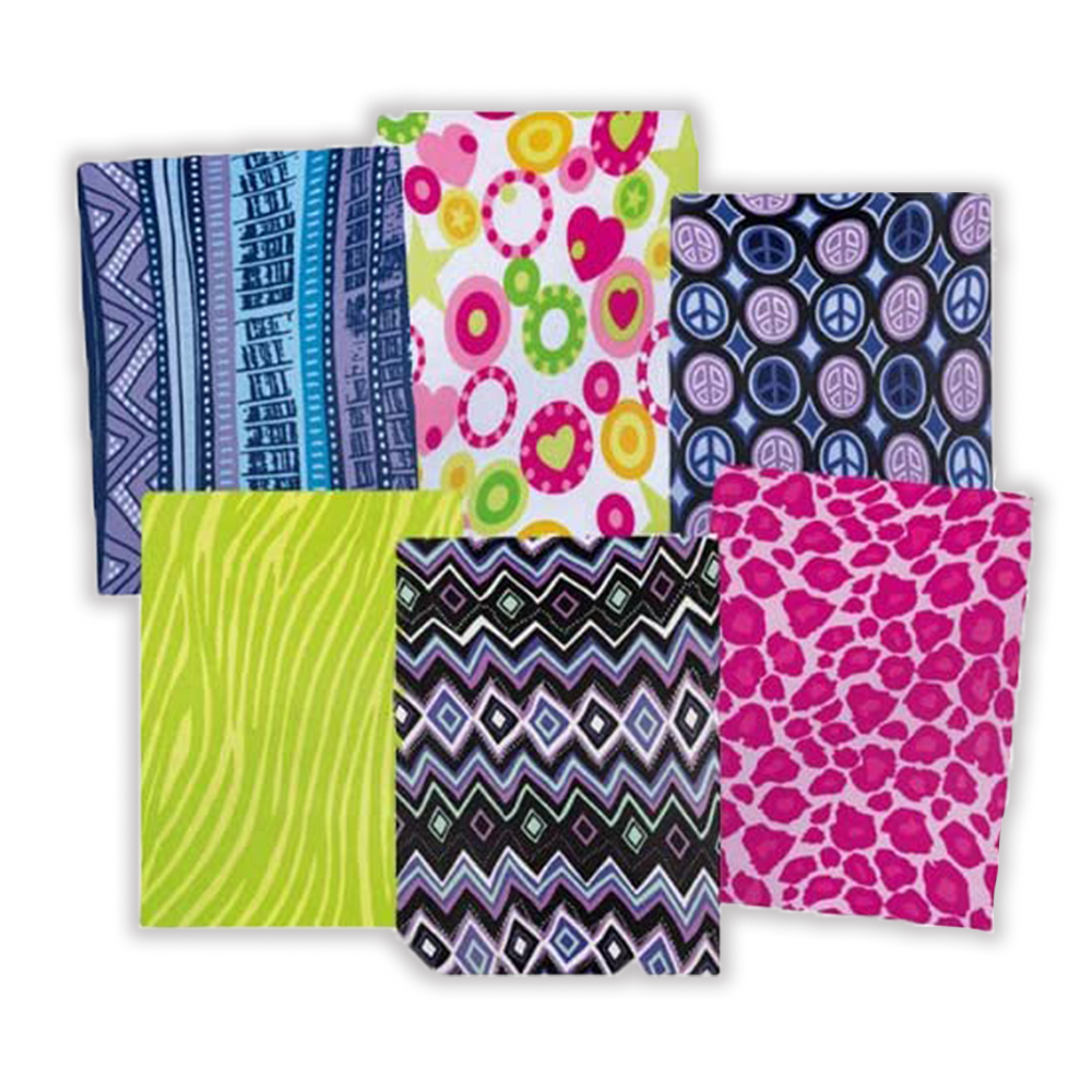 Stretchable Book Cover Set of 6 Assorted Prints Peace, Hearts, Pink ...