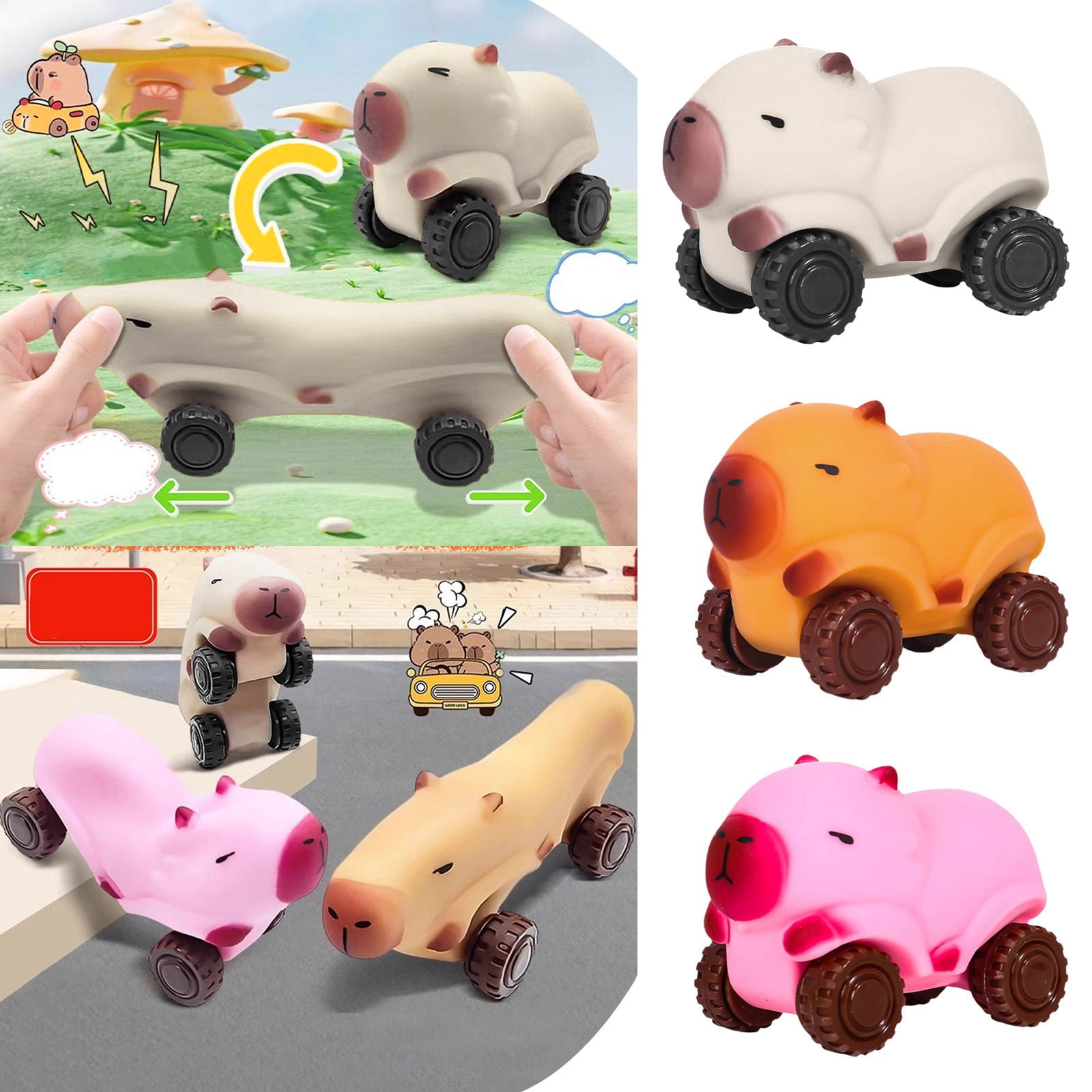 Stretchable Capybara Stress Relief Toy Car, Soft Pulling Squeeze Fidget ...