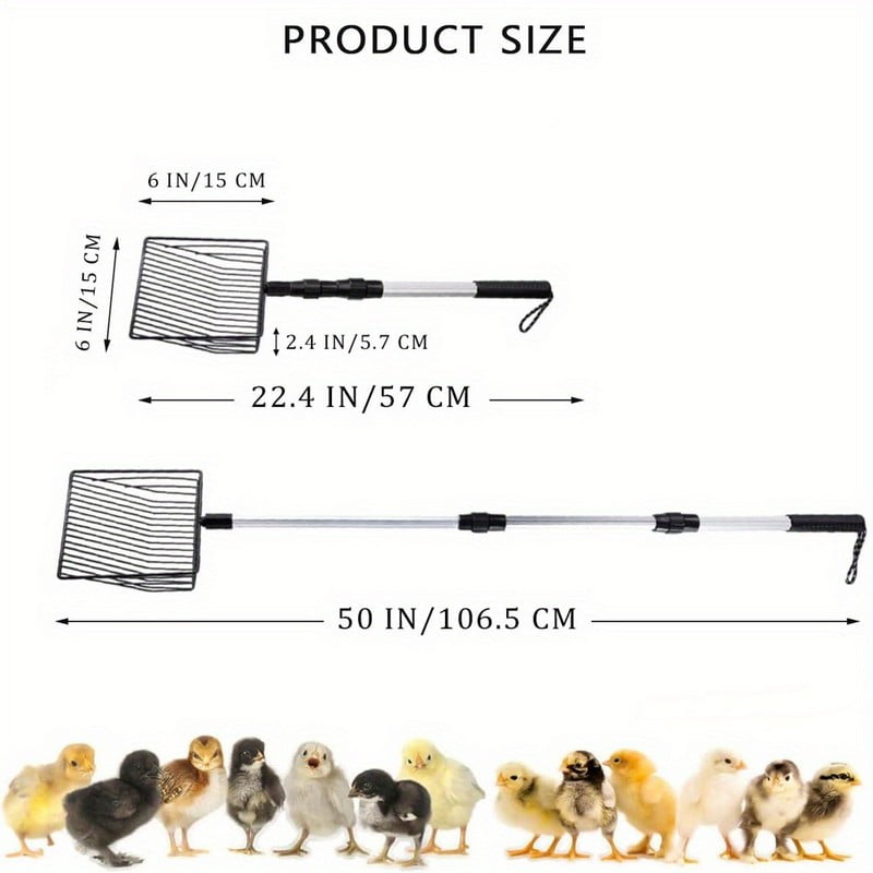 Stretchable Cat Litter Scoop Chicken Coop Sifting Shovel Long Handle ...