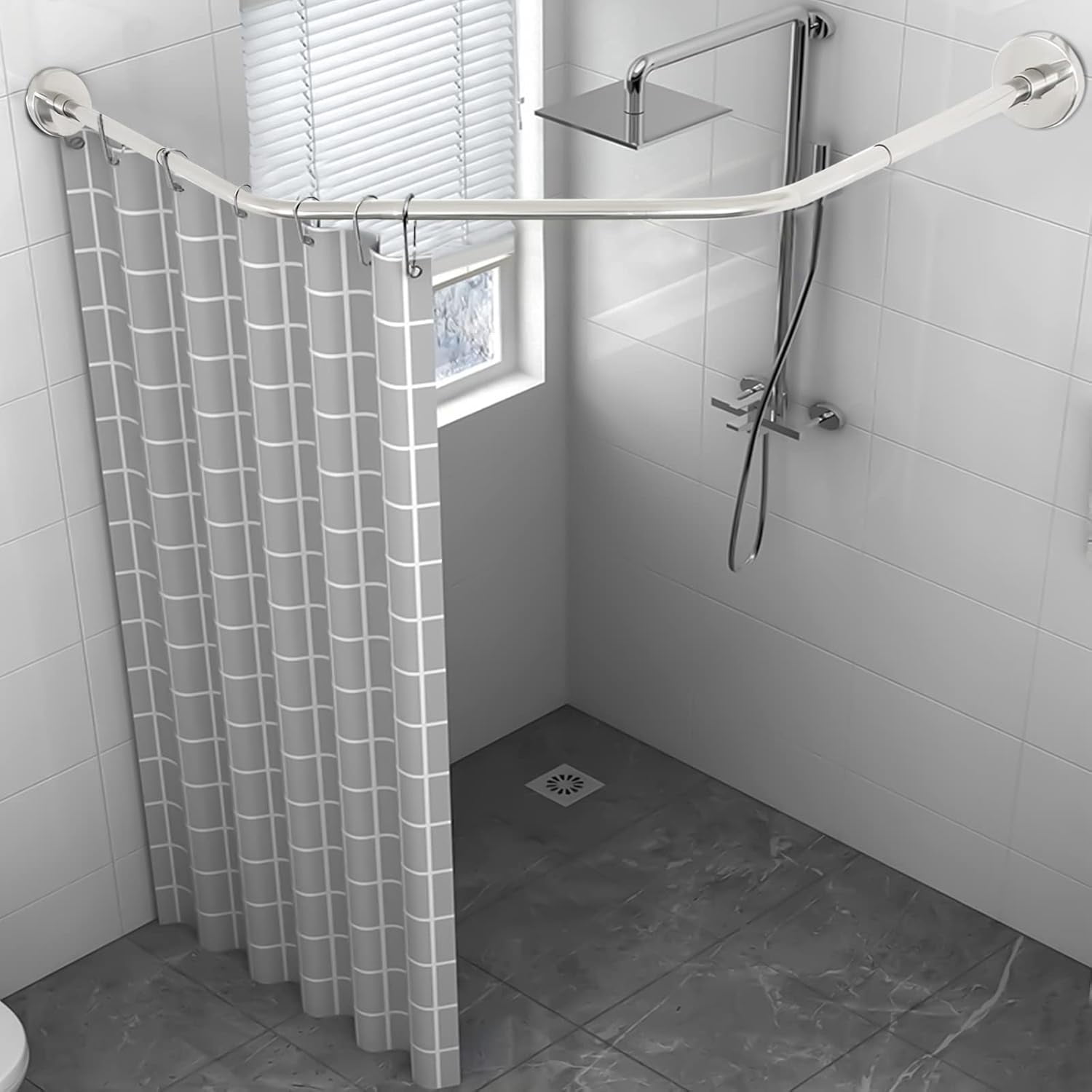 Stretchable Corner Shower Curtain Rod,304 Stainless Shower Curtain Rod ...