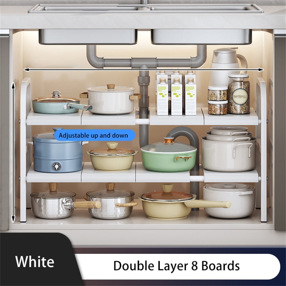 Stretchable Countertop Organizer - Expandable Carbon Steel Storage Rack ...