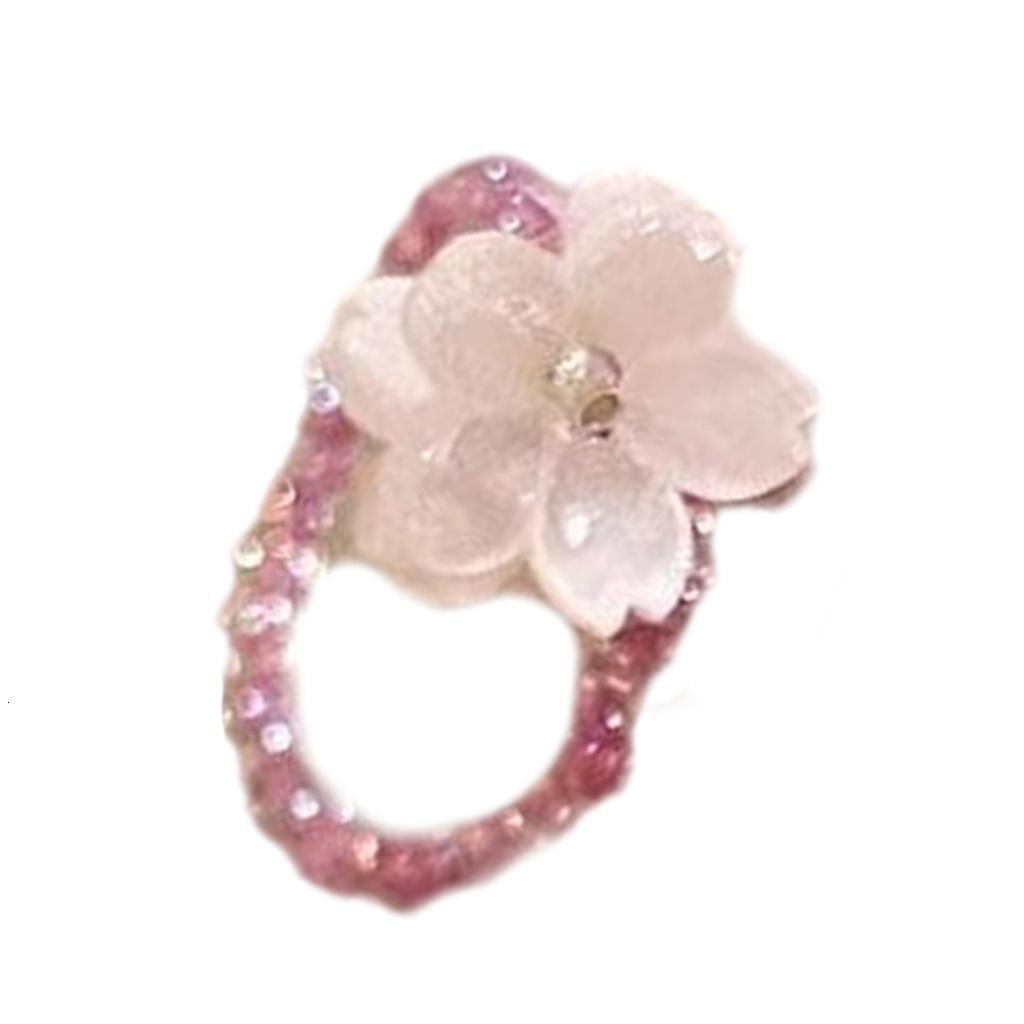 Stretchable Floral Acrylic Ring Unique Handmade Elastic Beaded Finger ...
