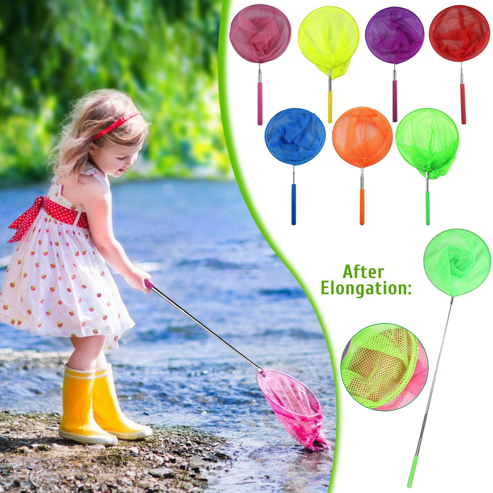 Stretchable Kids Butterfly Fishing Nets Bulk Colorful Butterfly Fishing ...