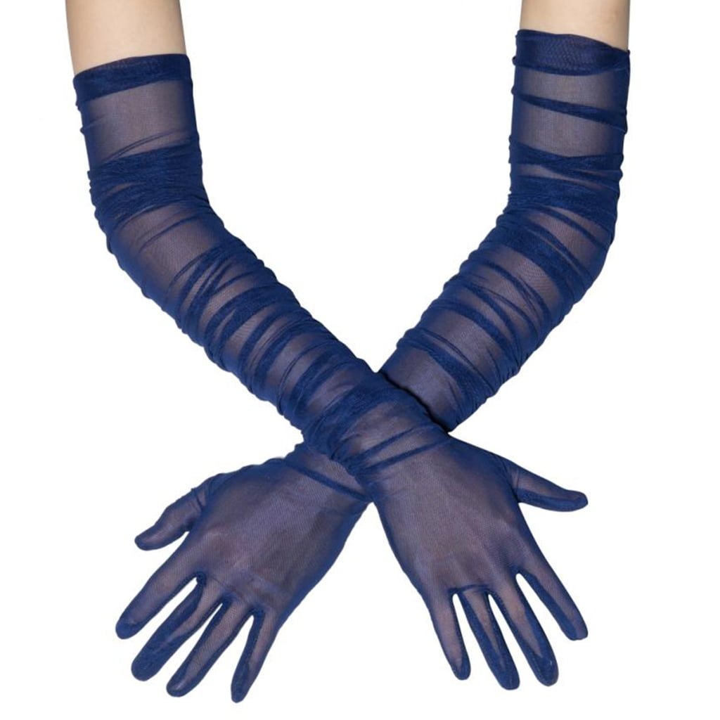 Stretchable Mesh Gloves With Ruffle Detailing Long Gloves Perfect For ...