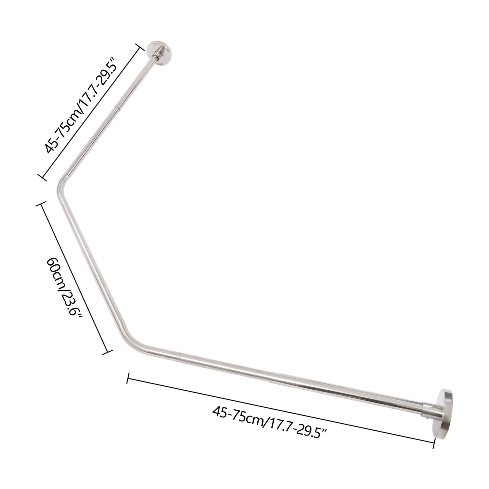 Stretchable Stainless L Shaped Bathroom Bathtub Corner Shower Curtain ...