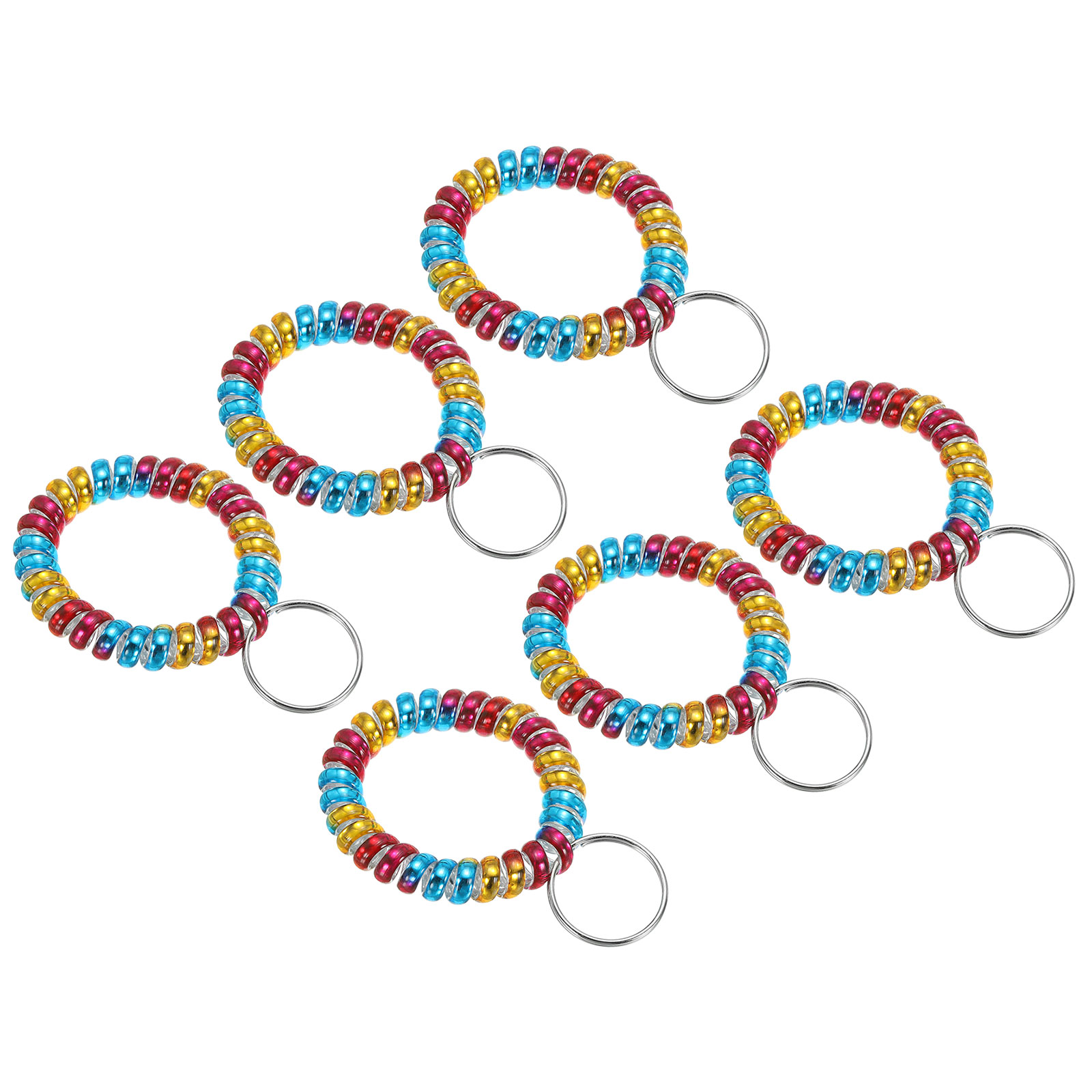 Stretchable Wristband Wristlet Keychain, 6 Pack TPU Spiral Wrist Coil ...