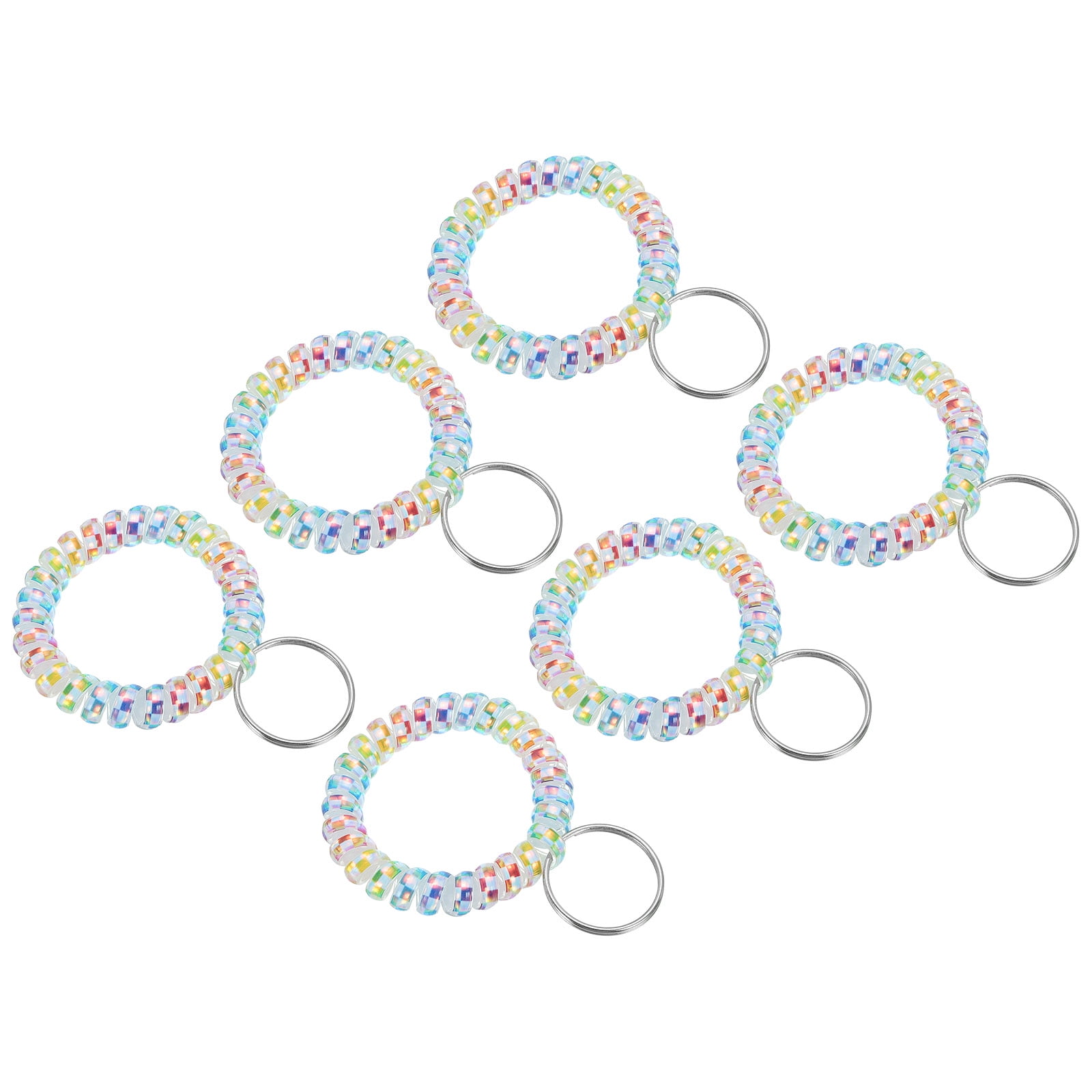 Stretchable Wristband Wristlet Keychain, 6 Pack TPU Spiral Wrist Coil ...