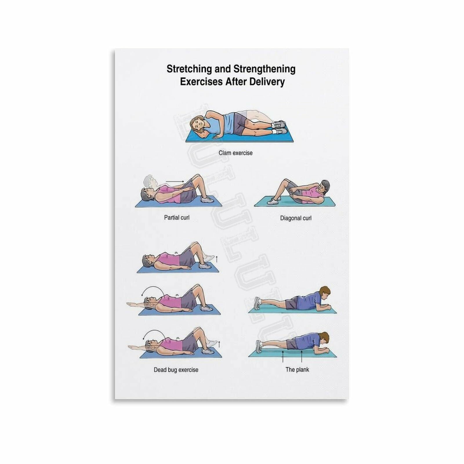 Stretching And Strengthening Exercises After Delivery Poster Canvas ...