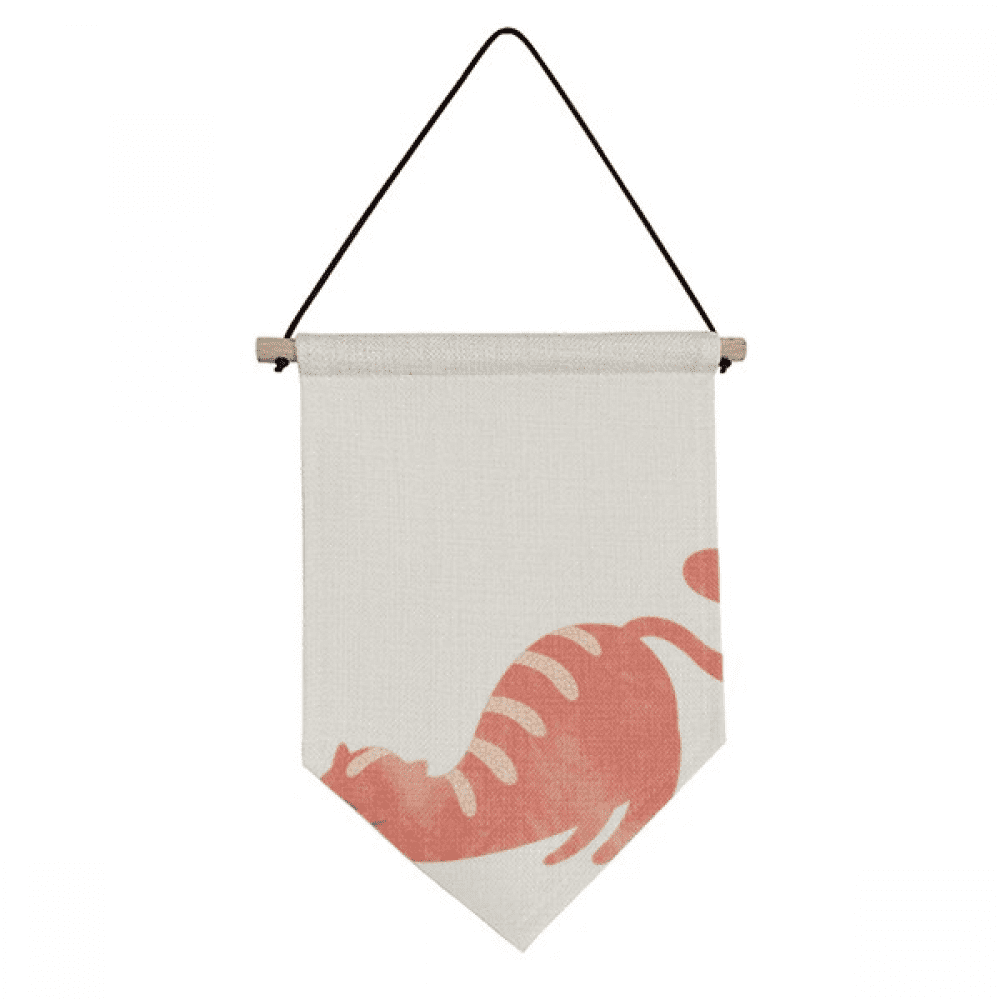 Stretching Fat Cat Animal Watercolor Canvas Flag Hanging Wall Art Decor ...