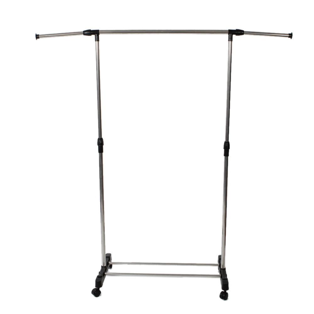 Stretching Single-Bar Clothes Rack with Shoe Shelf - Premium Stainless ...