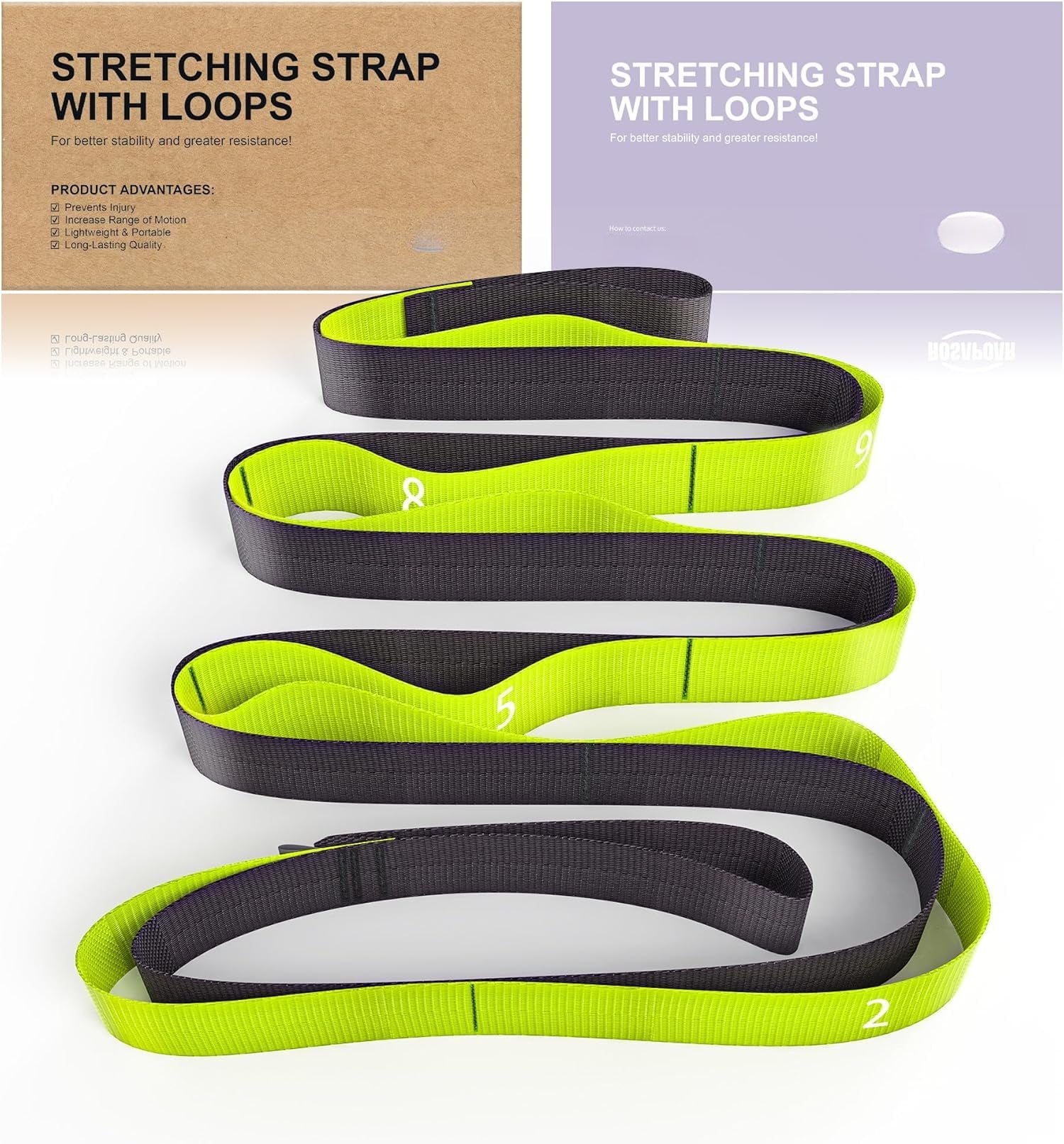 Stretching Strap with Loops - Non Elastic Yoga Straps for Physical ...