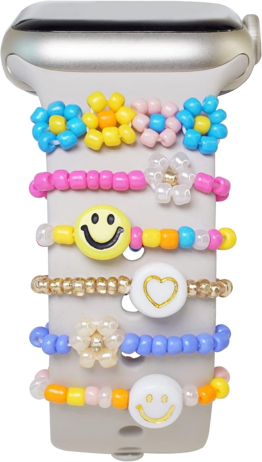 Stretchy Beaded Watch Band Charms Compitable with Apple Watch 38/40/41 ...