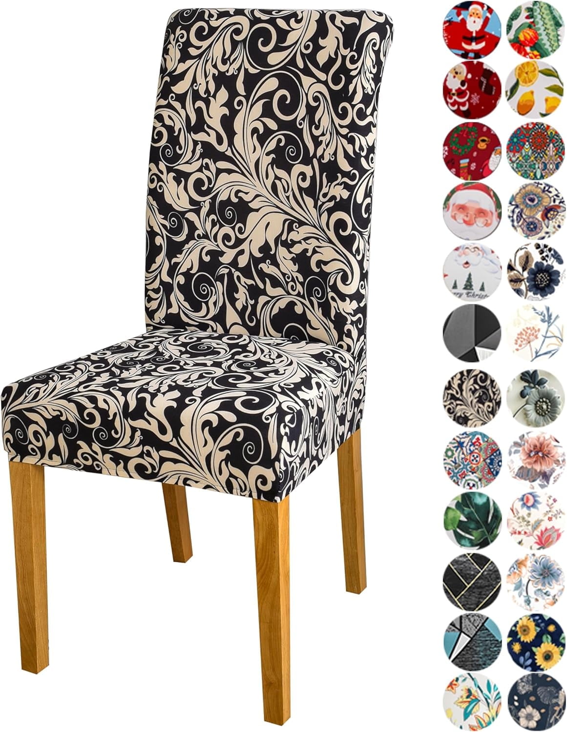 Stretchy Chair Slipcovers Set of 4, 170g Milk Silk (5% Spandex) Stretch ...