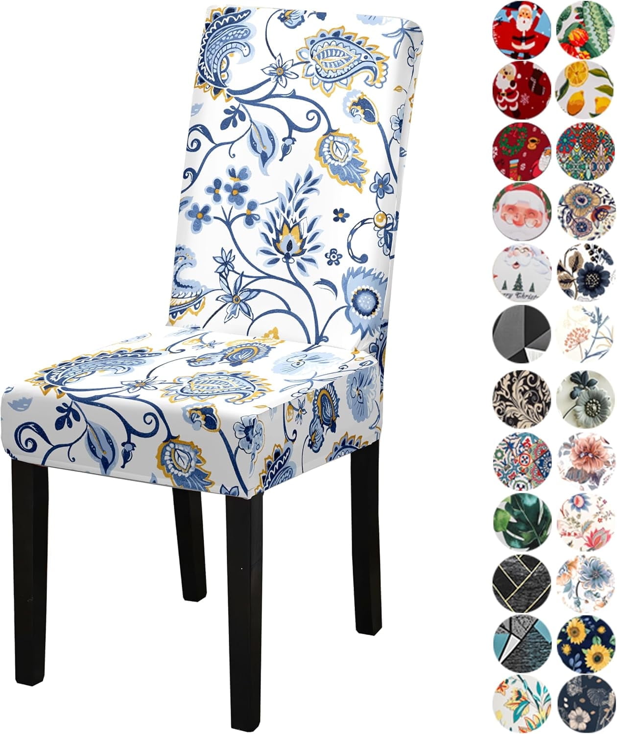 Stretchy Chair Slipcovers Set of 4, 170g Milk Silk (5% Spandex) Stretch ...