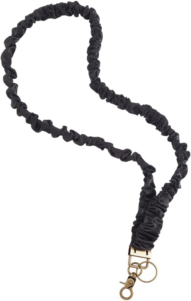 Stretchy Scrunchie Lanyard for ID Badges Black Aesthetic Elastic Neck ...