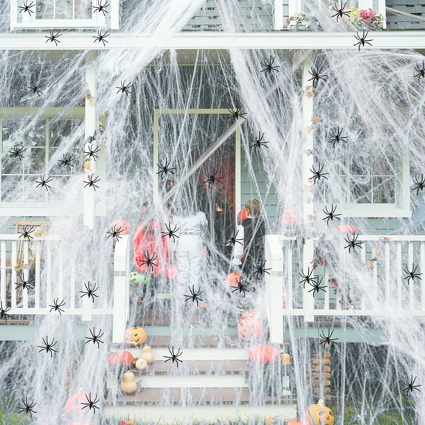 Stretchy Spider Web Halloween Decorations with 60 Mini Fake Spiders ...