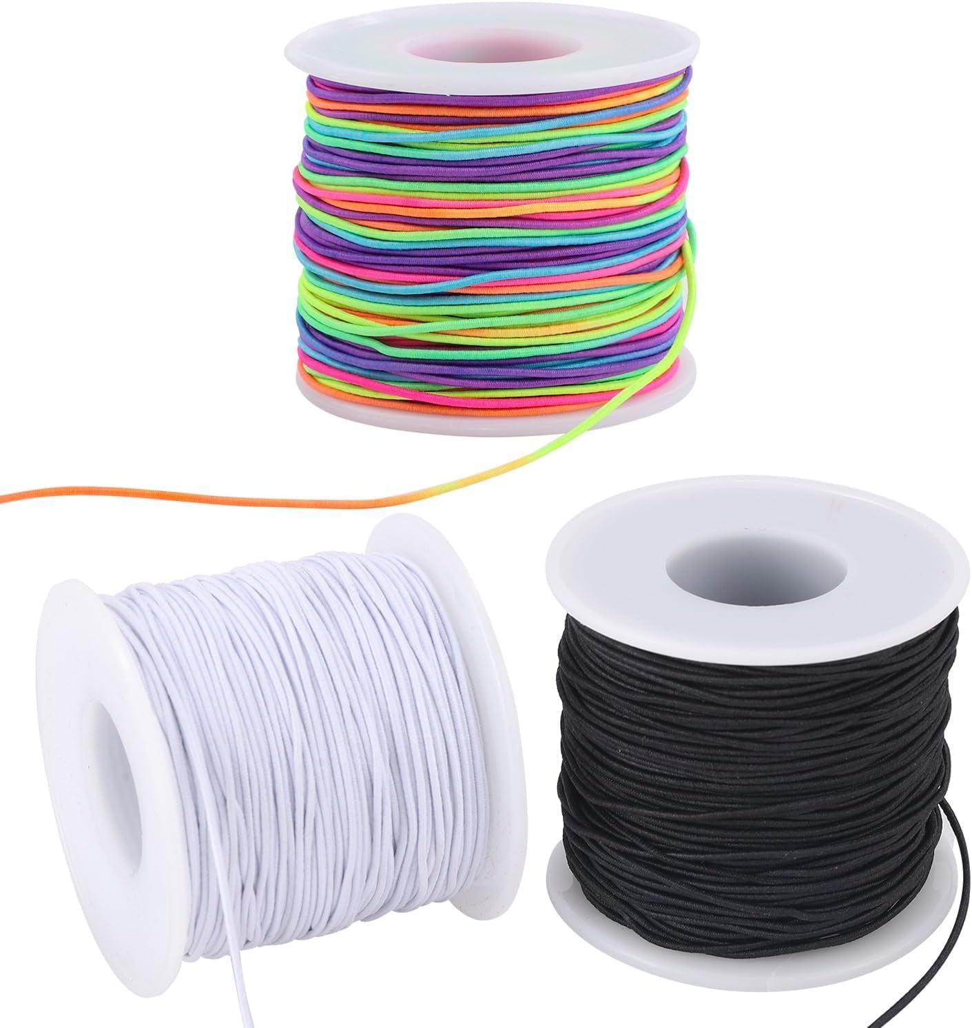 Stretchy String for Bracelets, 3 Rolls 1 mm 495 Feet Sturdy Elastic ...