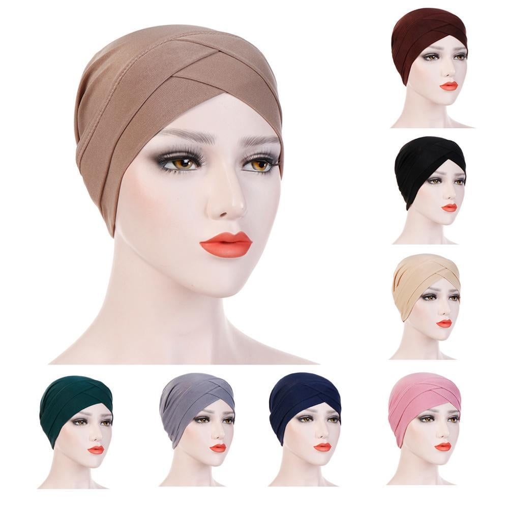 Stretchy Turban Cap Head Wrap Band Women's Hairband Sleep Hat Indian ...