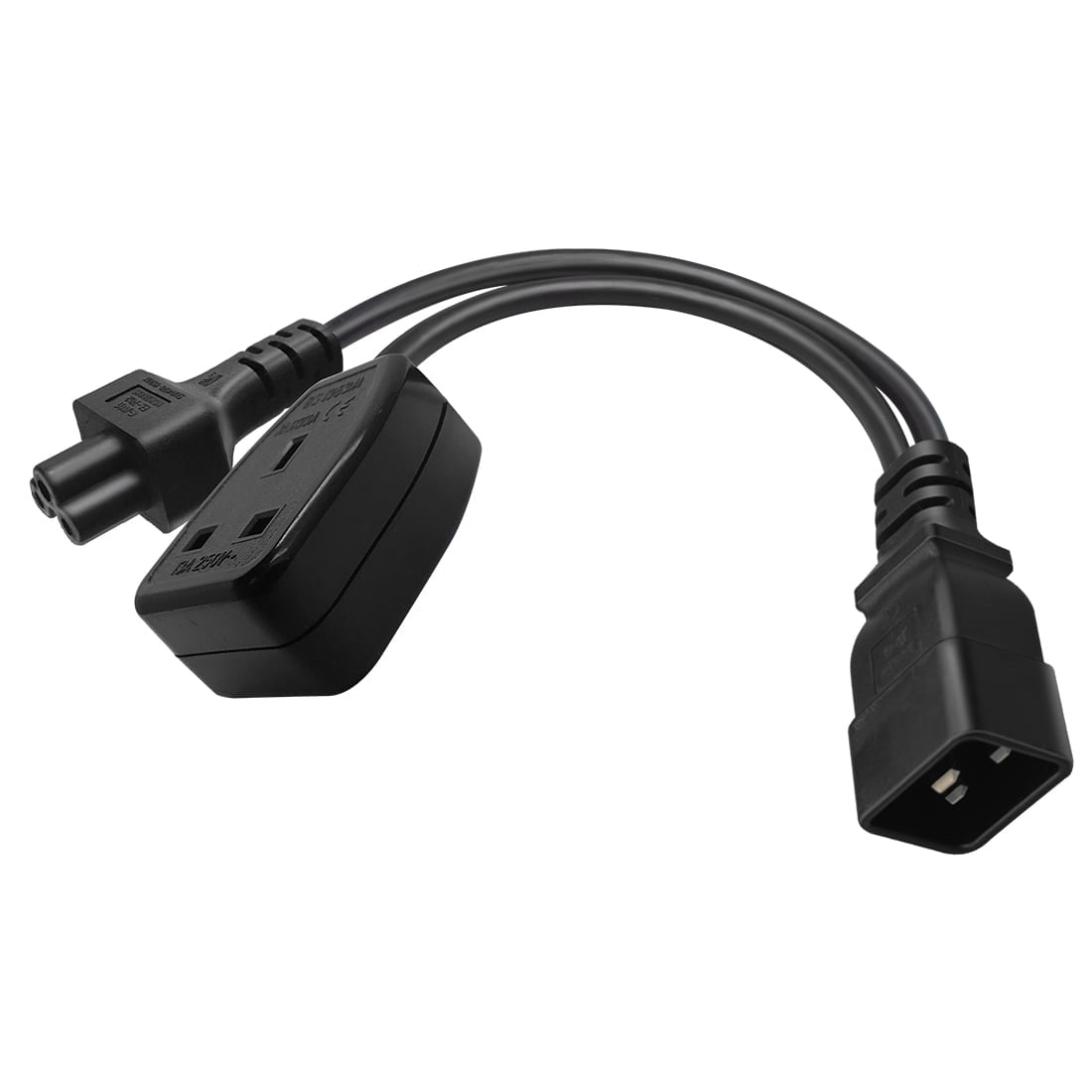 Strhowill 0.32M/1FT C20 TO C5+UK standard socket Y Splitter Power cable ...