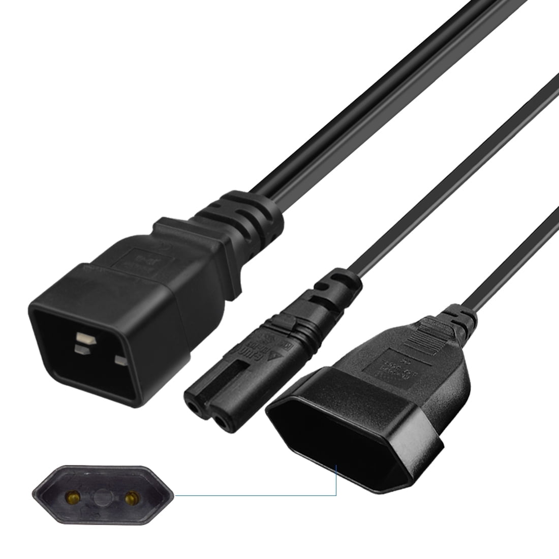 Strhowill 0.32M/1FT IEC320 C20 TO C7+EU standard socket Y Splitter ...