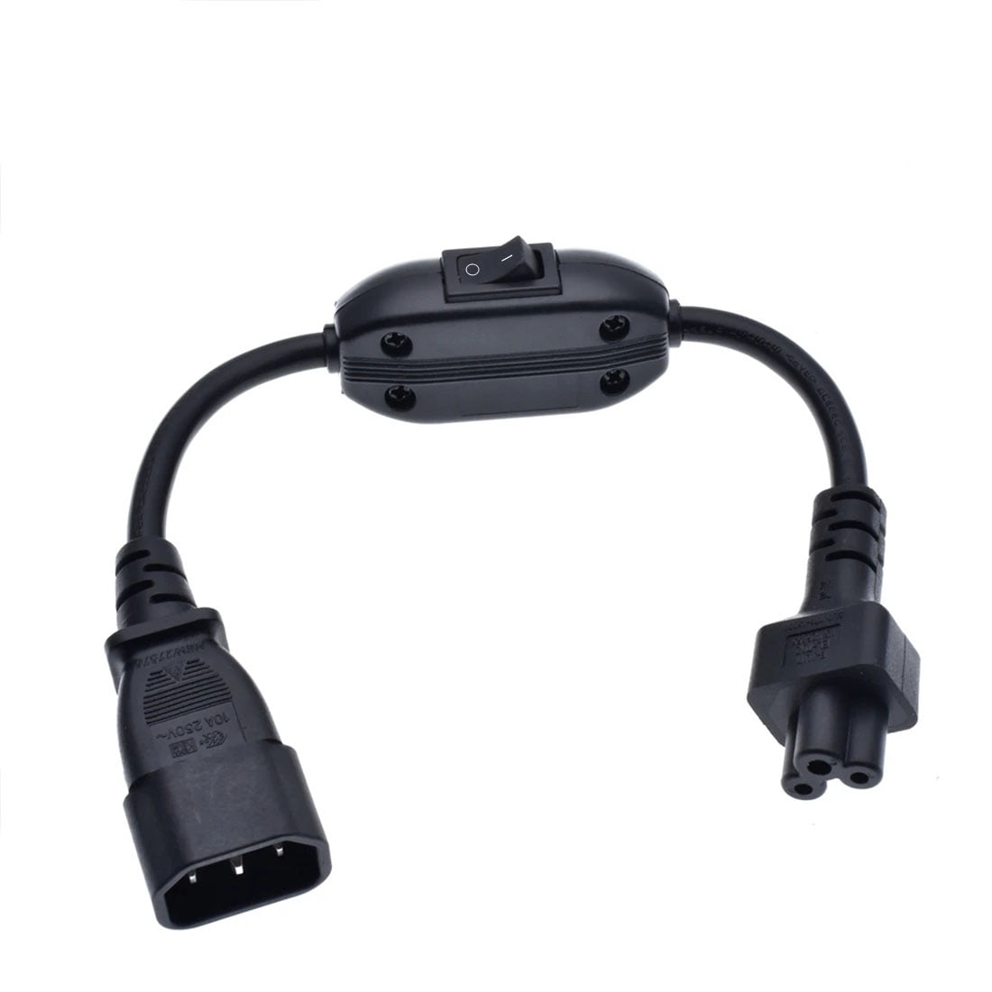 Strhowill 0.3m C14 to C5 Power Cable with On/Off Switch, 10A 250V IEC ...