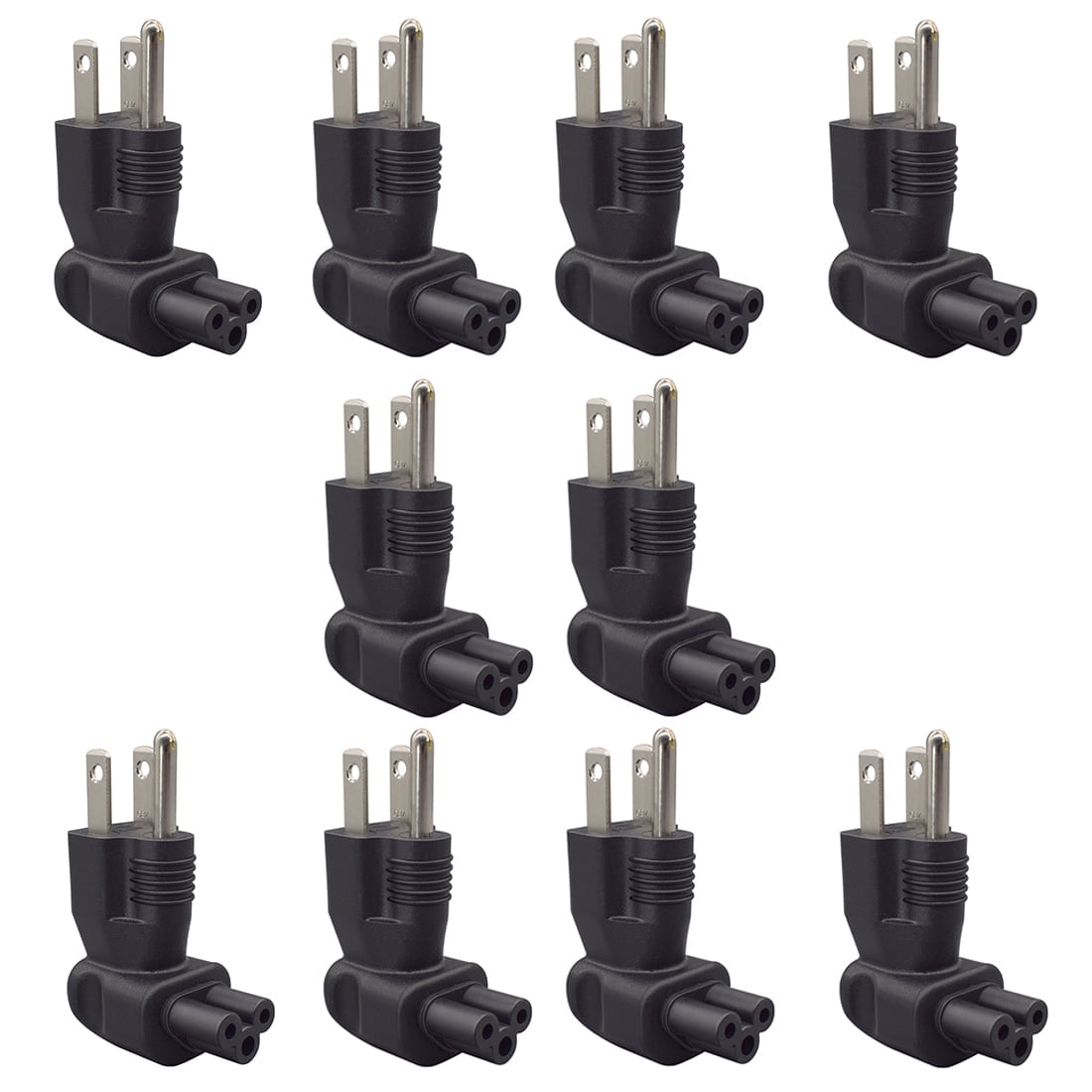 Strhowill 10 Pcs Right Angle NEMA 5-15P to IEC C5 Adapter Plug, Bulk ...