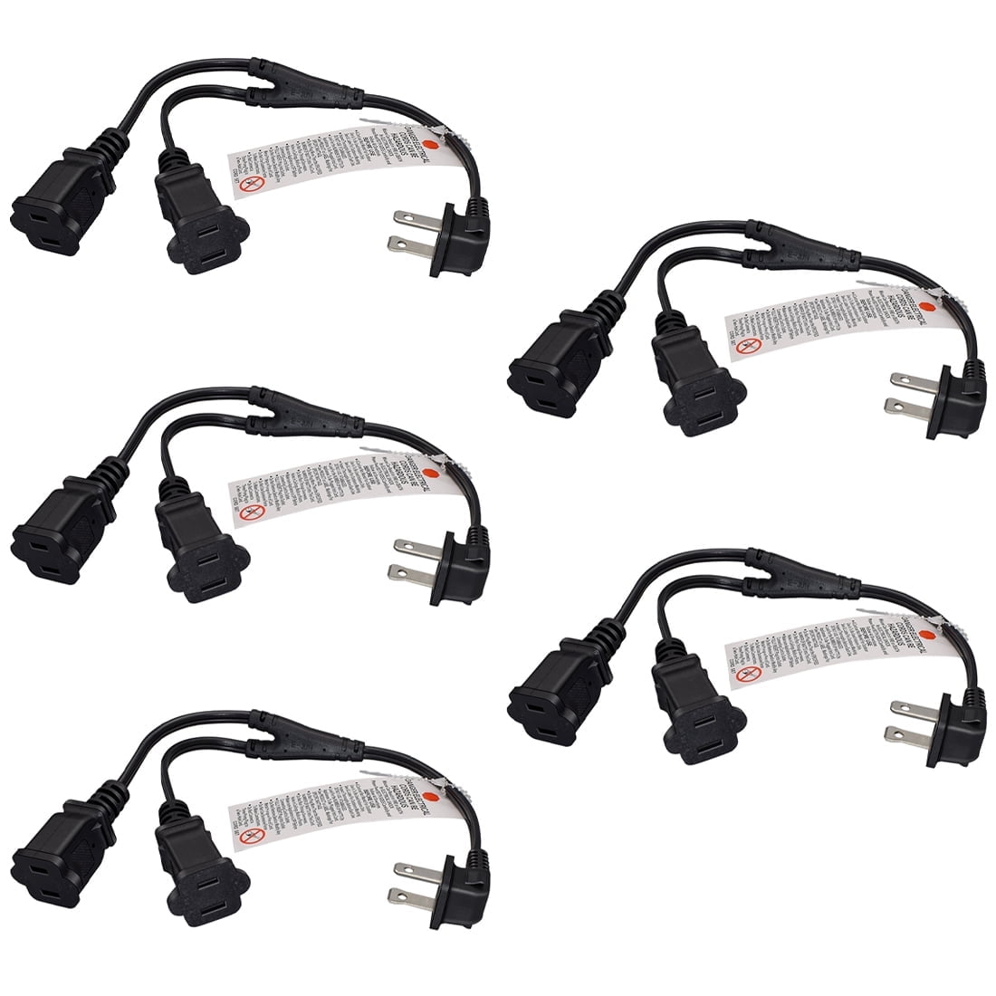 Strhowill 5 PCS 90 Degree Angled NEMA 1-15P Dual 1-15R Y-Splitter Power ...