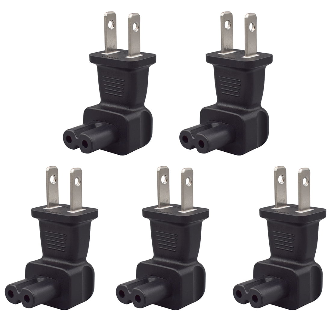 Strhowill 5 PCS NEMA 1-15P to C7 Right Angle Power Adapter, Converts US ...
