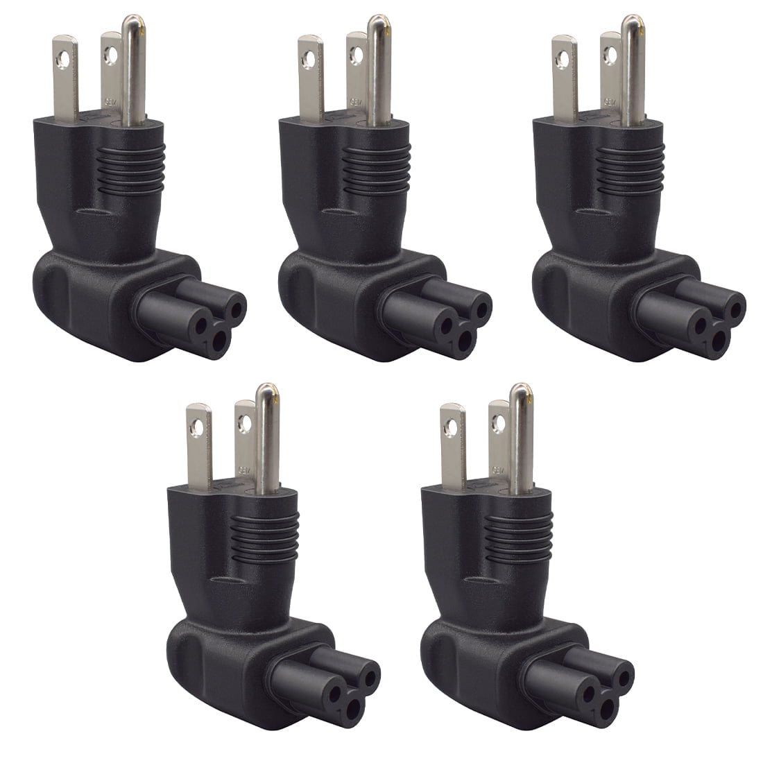 Strhowill 5 Pcs NEMA 5-15P to C5 Right Angle Power Adapter, Converts US ...