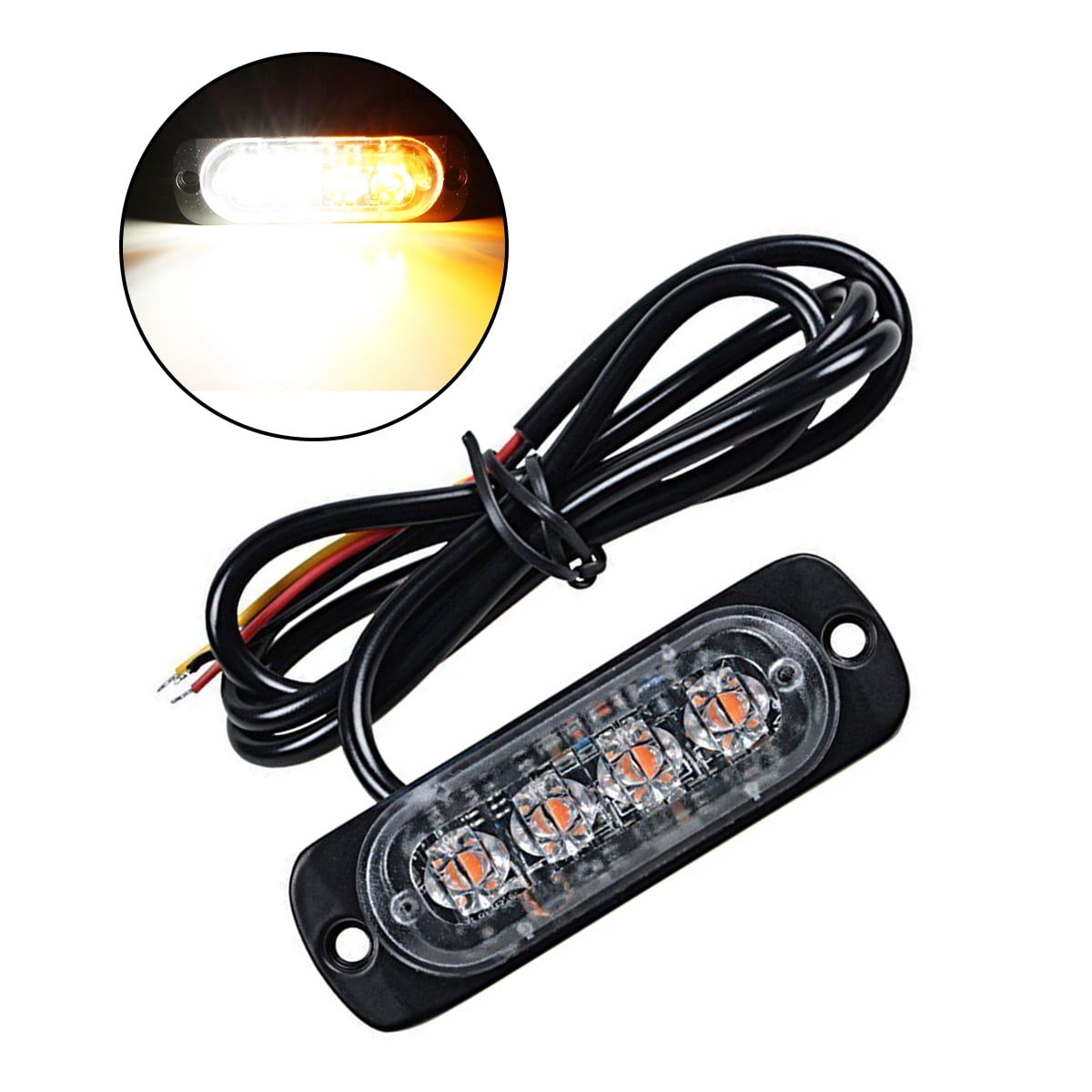 Stri 1 Set of 12W 12-24V 4 LEDs Strobe Light 19 Modes Ultra-thin ...