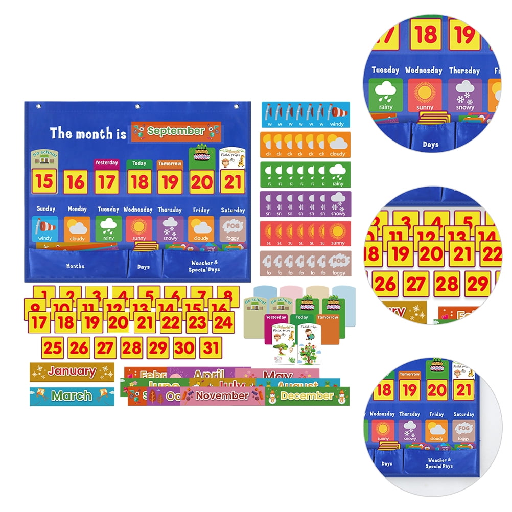 Stri 1 Set Pocket Weekly Calendar Educational Calendar Bag Classroom ...