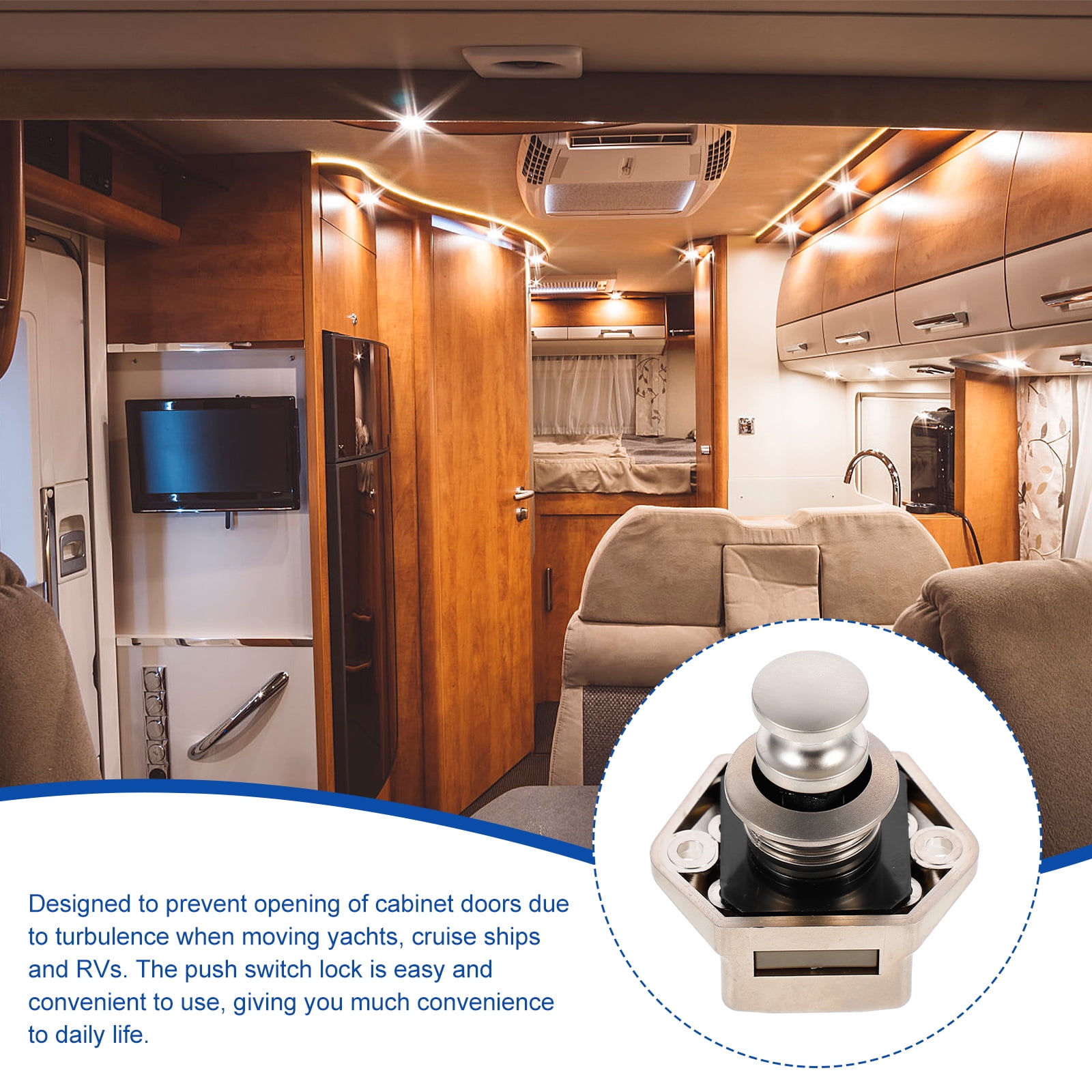 Stri 1 Set RV Button Lock Keyless RV Cupboard Drawer Cabinet Push Lock ...