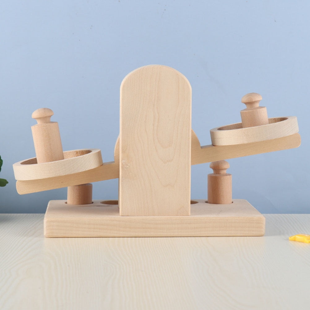 Stri 1 Set Wooden Balance Scale Toy Creative Assembled Scale Kids ...