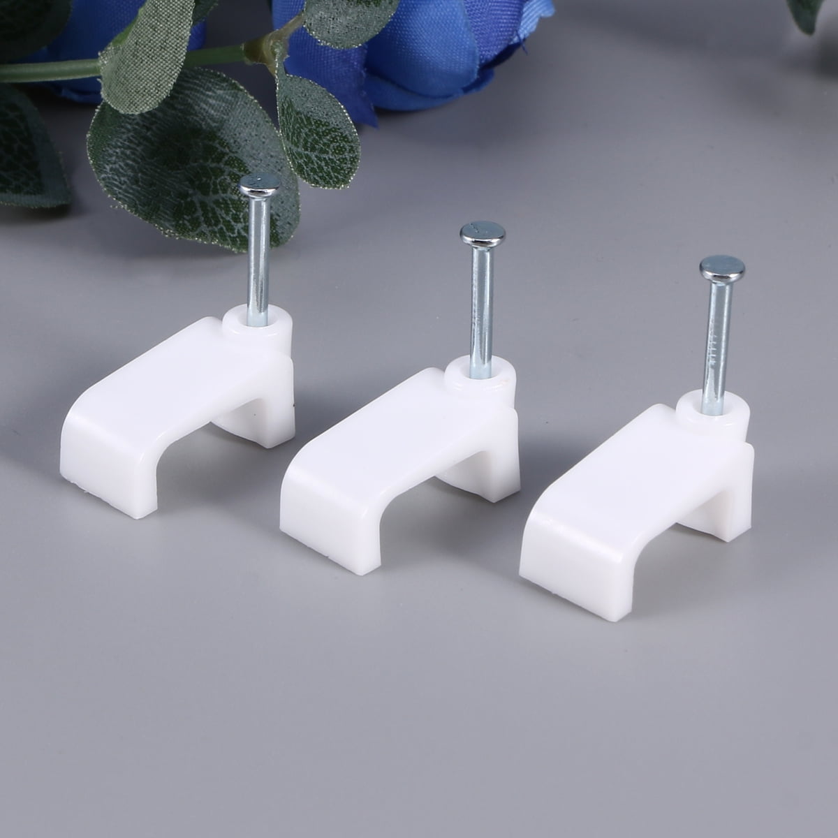 Stri 100pcs 16mm Plastic Cable Clip Wire Cord Fastener Telephone Line ...