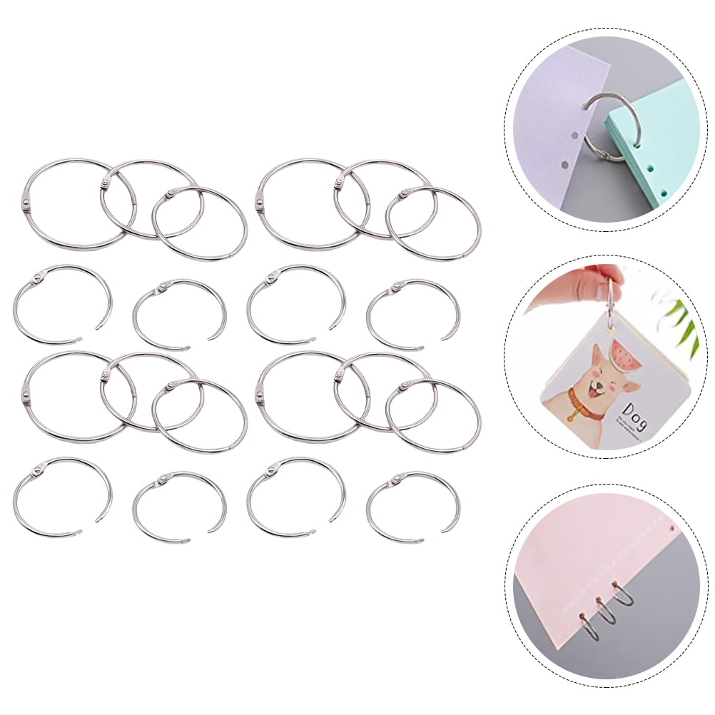 Stri 100pcs Loose Leaf Binder Ring Metal Book Rings Round Ring for ...
