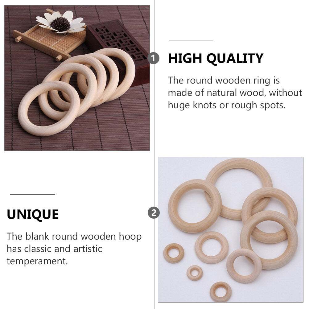 SASABAXI Wooden Rings Khaki 100Pcs 1.97In Diy Crafts Jewelry Making ...