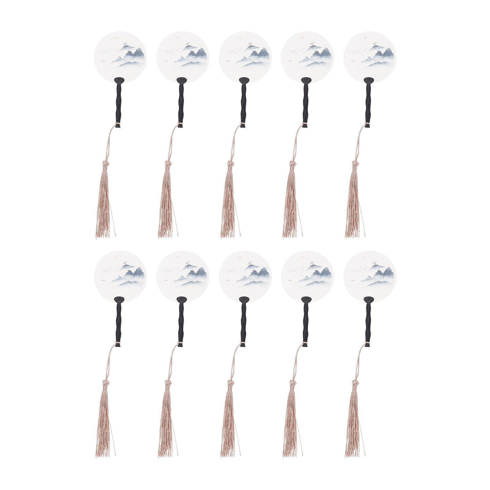 Stri 10Pcs Chinese Style Circular Fan Miniature House Chinese Fan Small ...
