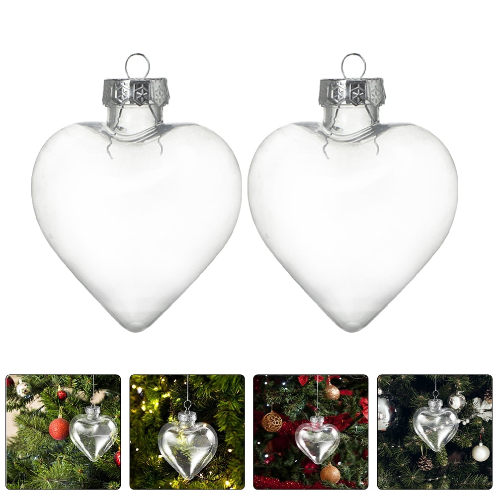 Stri 10Pcs Clear Heart Shape Christmas Tree Ornaments, DIY Fillable ...