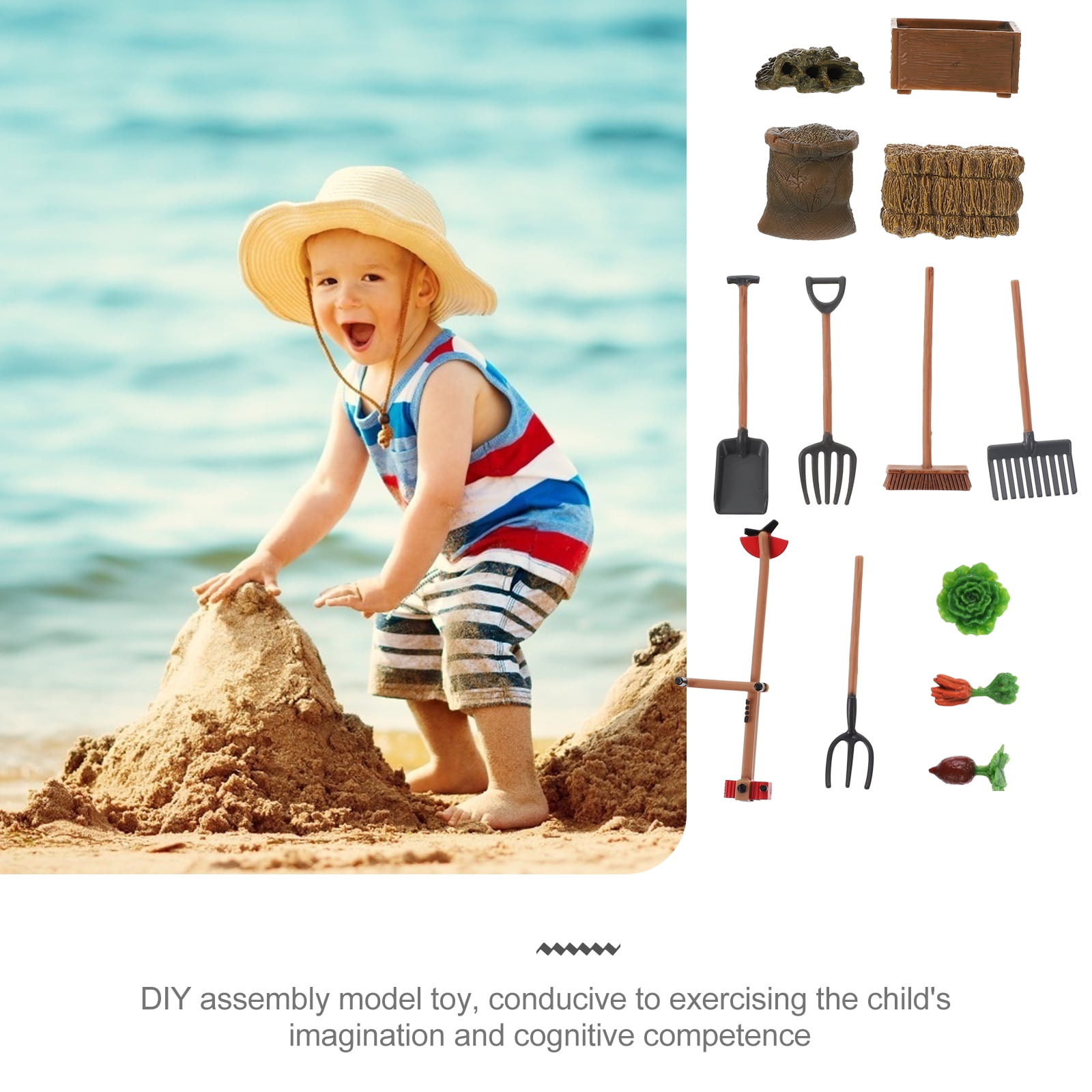 Stri 13Pcs Simulation Farm Play Set Farm Tool Model Accessory Sand ...