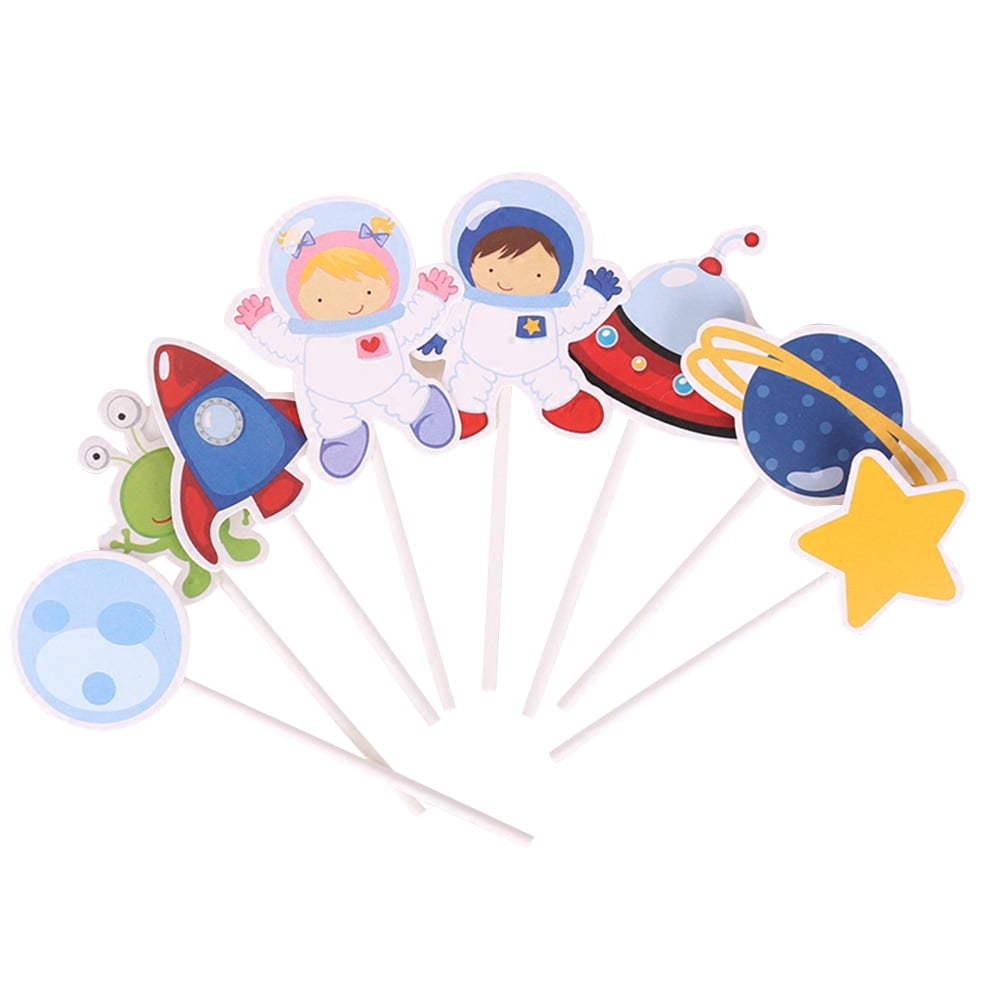 Stri 16pcs Space Astronaut Cupcake Toppers Cake Decorations for Space ...