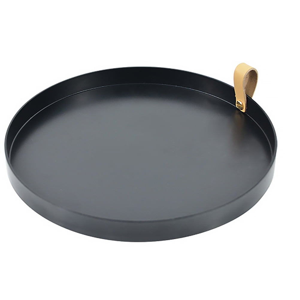 Stri 1PC PU Leather Handle Tray Cosmetic Sundries Storage Plate Desktop ...