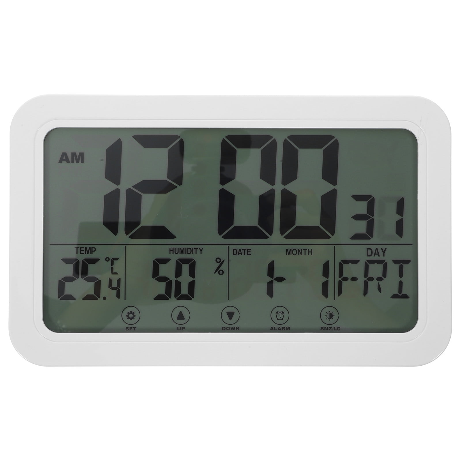 White Digital Wall Clock with Perpetual Calendar and Mute Electronic ...
