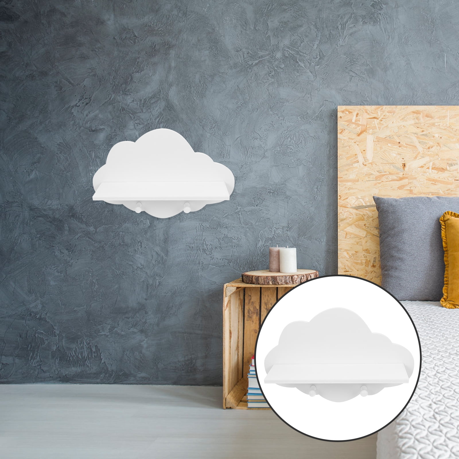 Stri 1pc Punch Free Wooden Cloud Shape Baffle Shelf Floating Shelf for ...
