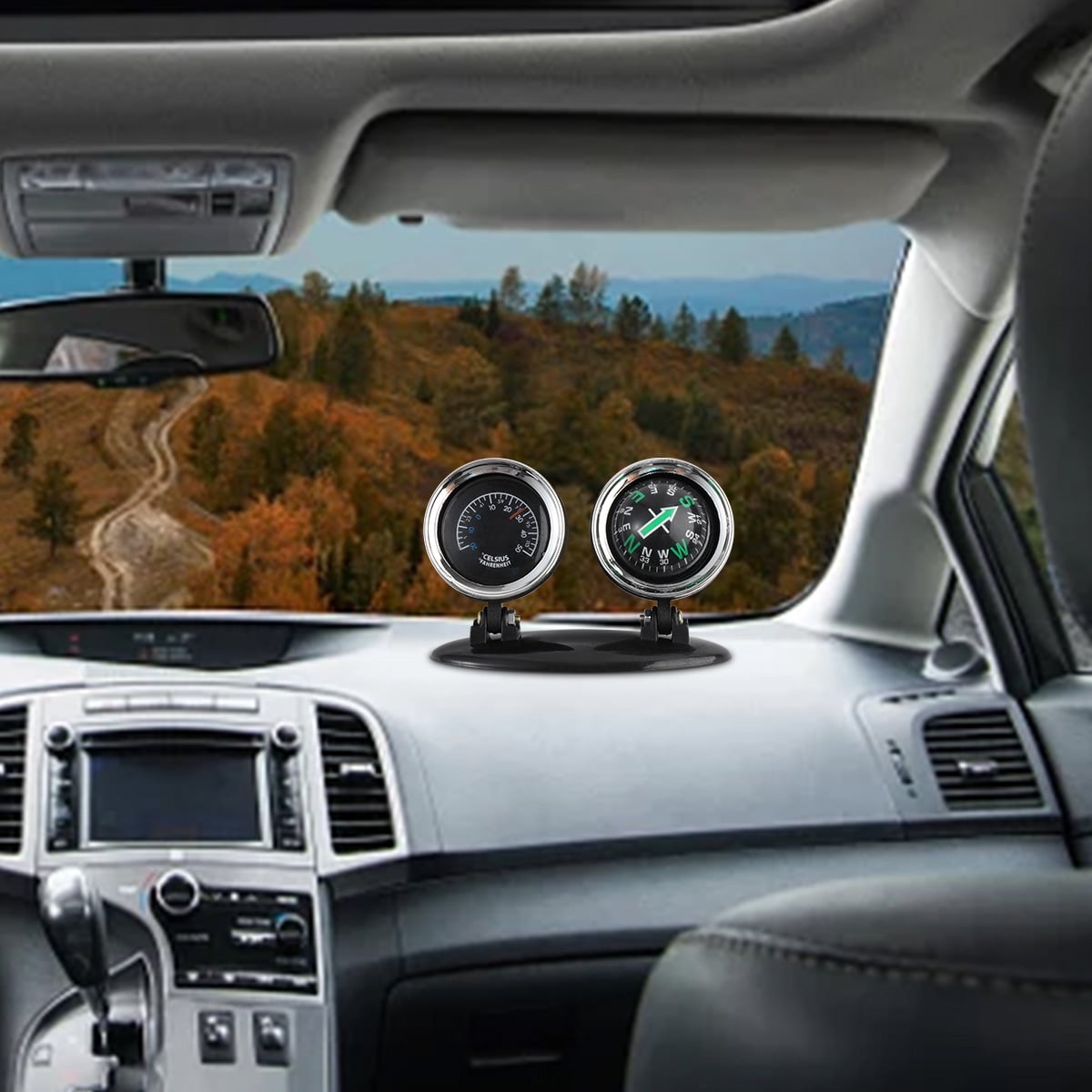 Stri 2 In 1 Guide Ball Car Compass Thermometer Car-styling Car ...