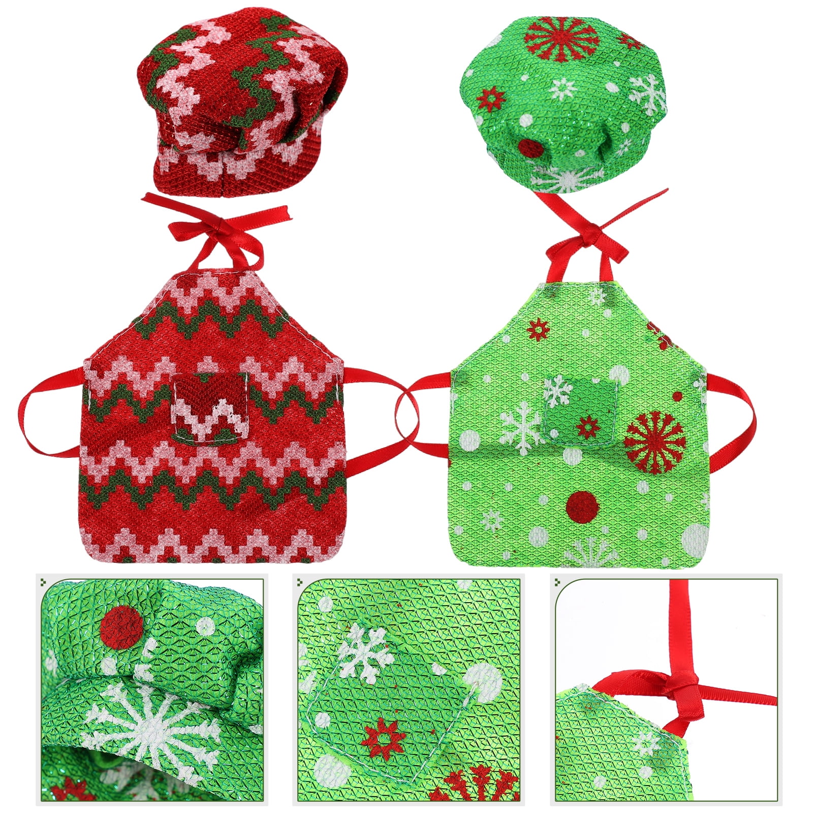 Stri 2 Sets Christmas Mini Doll Outfits, Decorative Doll Aprons Hats ...