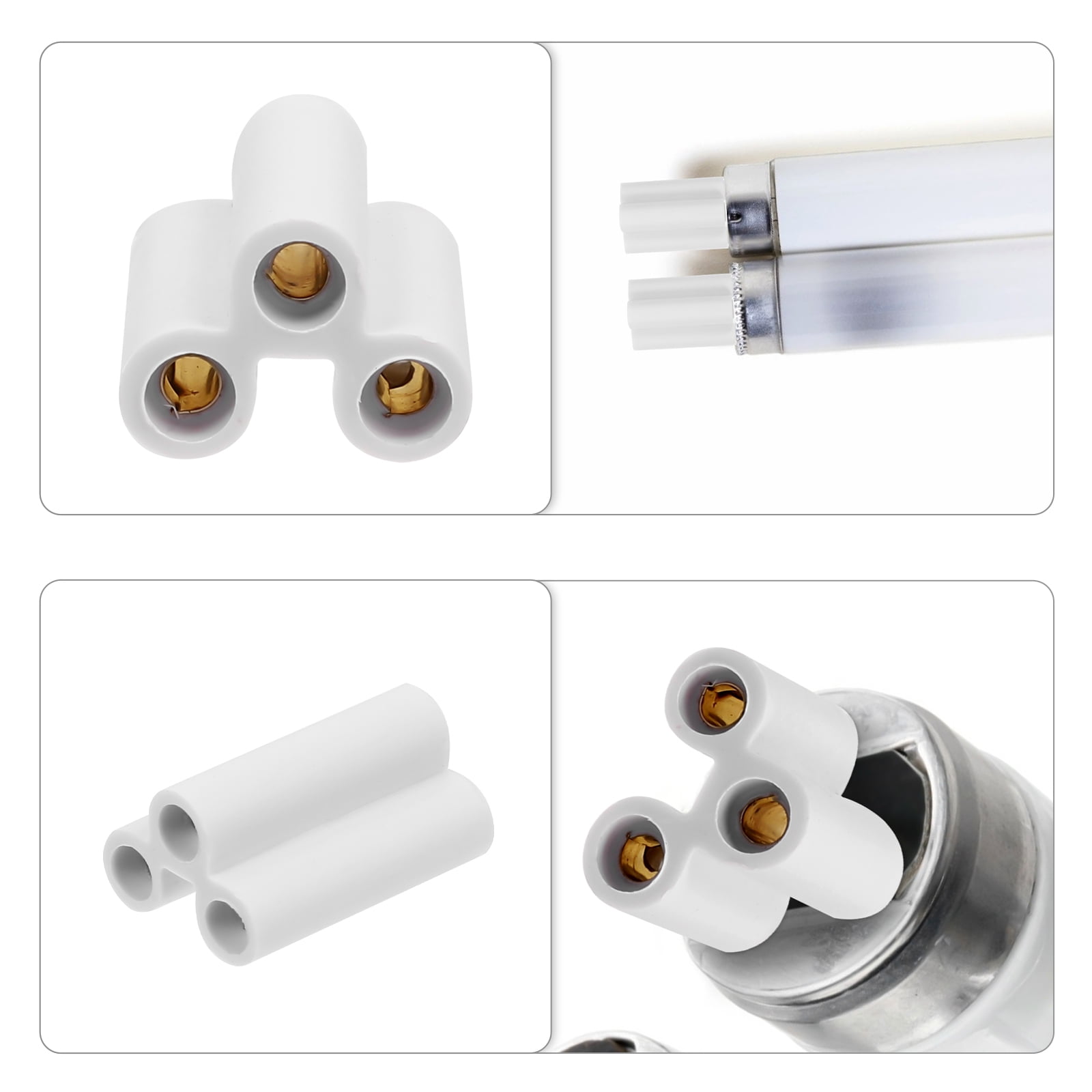 Stri 20pcs T5 T8 LED Lamp Connector Double End 3 Pin Female Adapter for ...