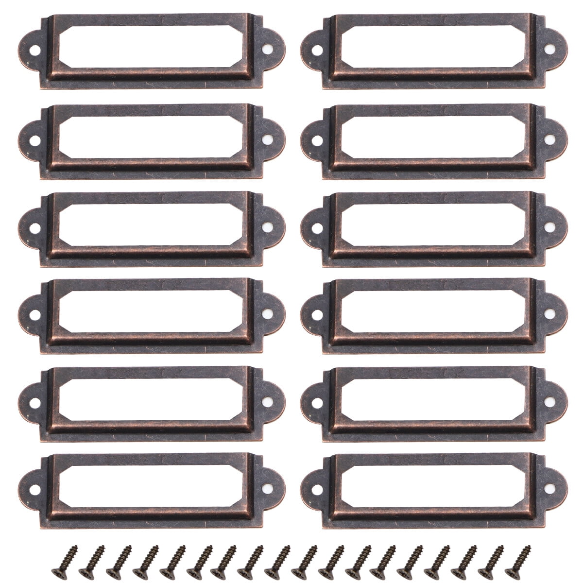 OUNONA 25 Retro Iron Sheet Label Holders for Drawer Use Dark Brown ...