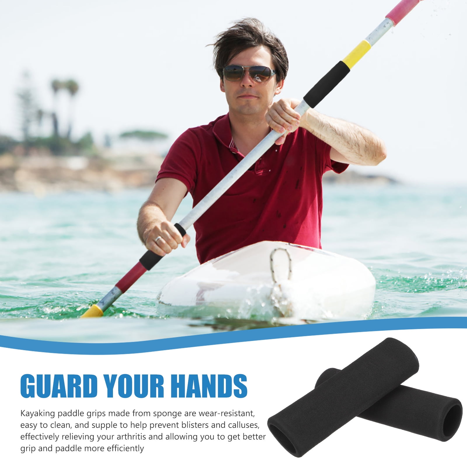Stri 2Pcs Kayak Paddle Grips Anti-slip Kayak Paddle Wraps Canoe Sponge ...