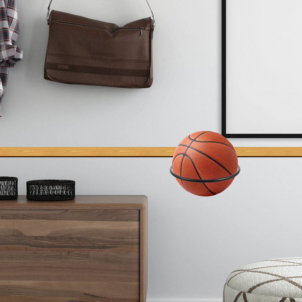 OUNONA Black Iron Basketball Display Rack for Wall Mount 2Pcs Suitable ...