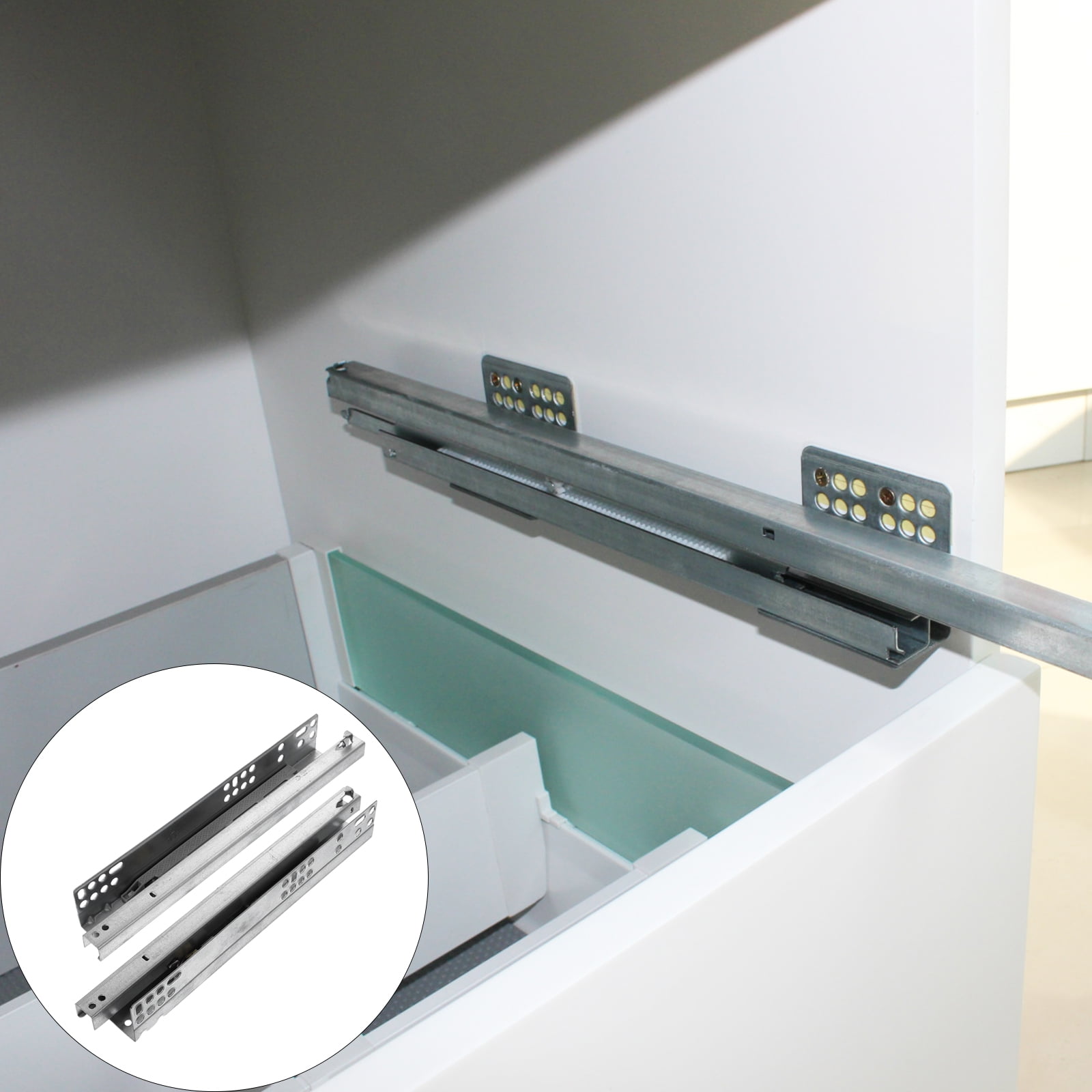 Stri 2pcs Drawer Slide Rails Two-Section Slide Rails Buffer Drawer ...